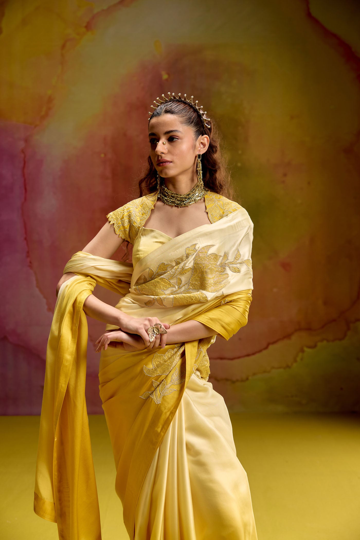Marigold Muse ombre shaded saree set
